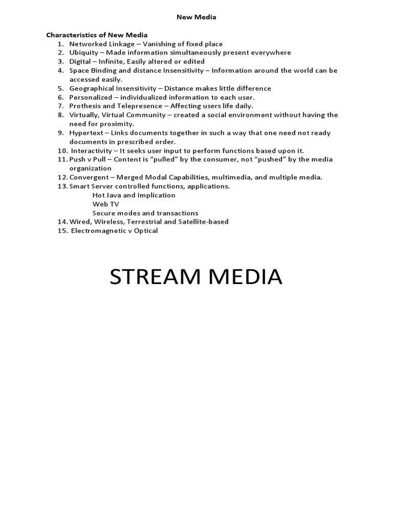 Characteristics of New Media Explained | PDF | New Media ...