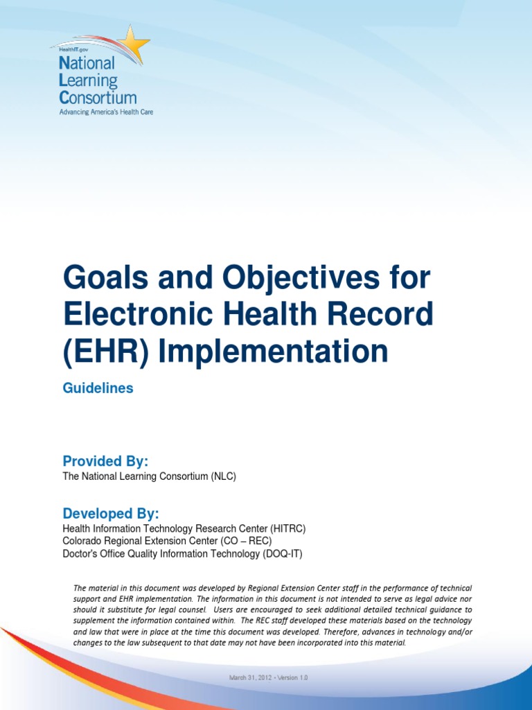 EHR Implementation Goals Guide | PDF | Electronic Health Record | Goal