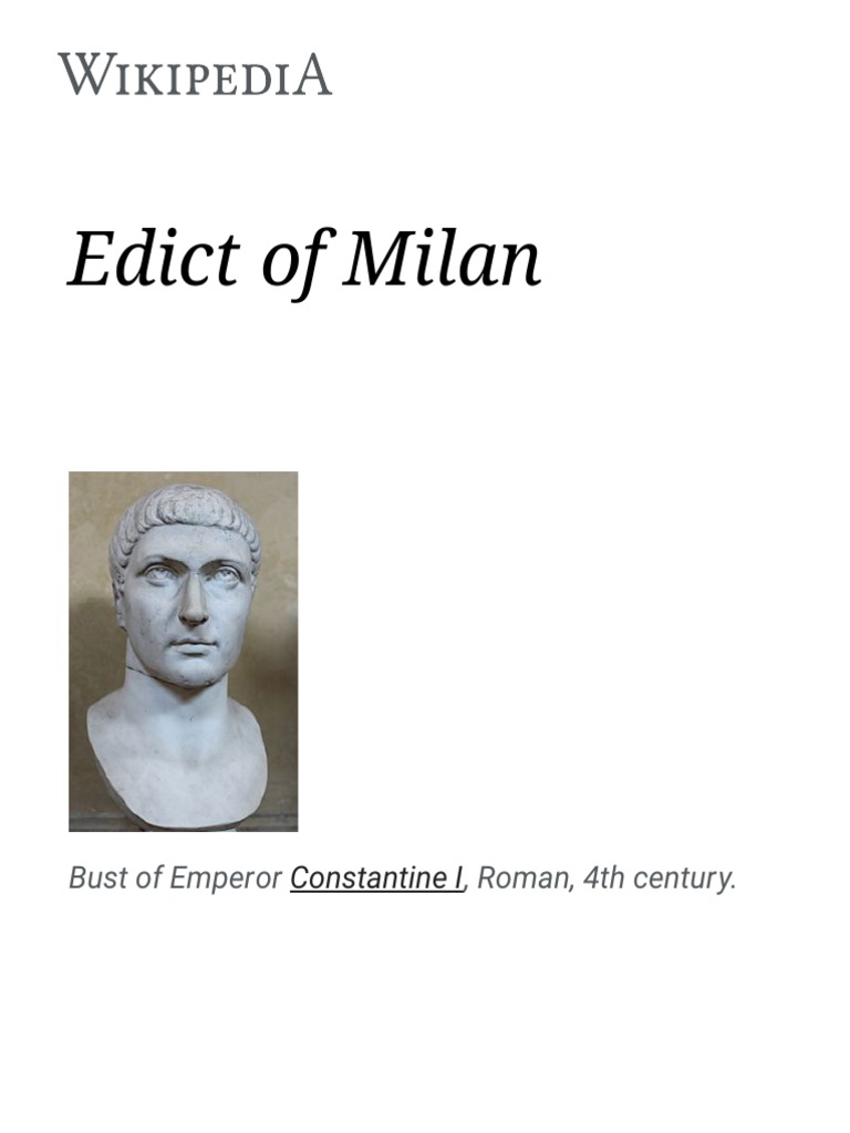 Edict of Milan - Wikipedia PDF | PDF | Roman Emperors | Abrahamic Religions