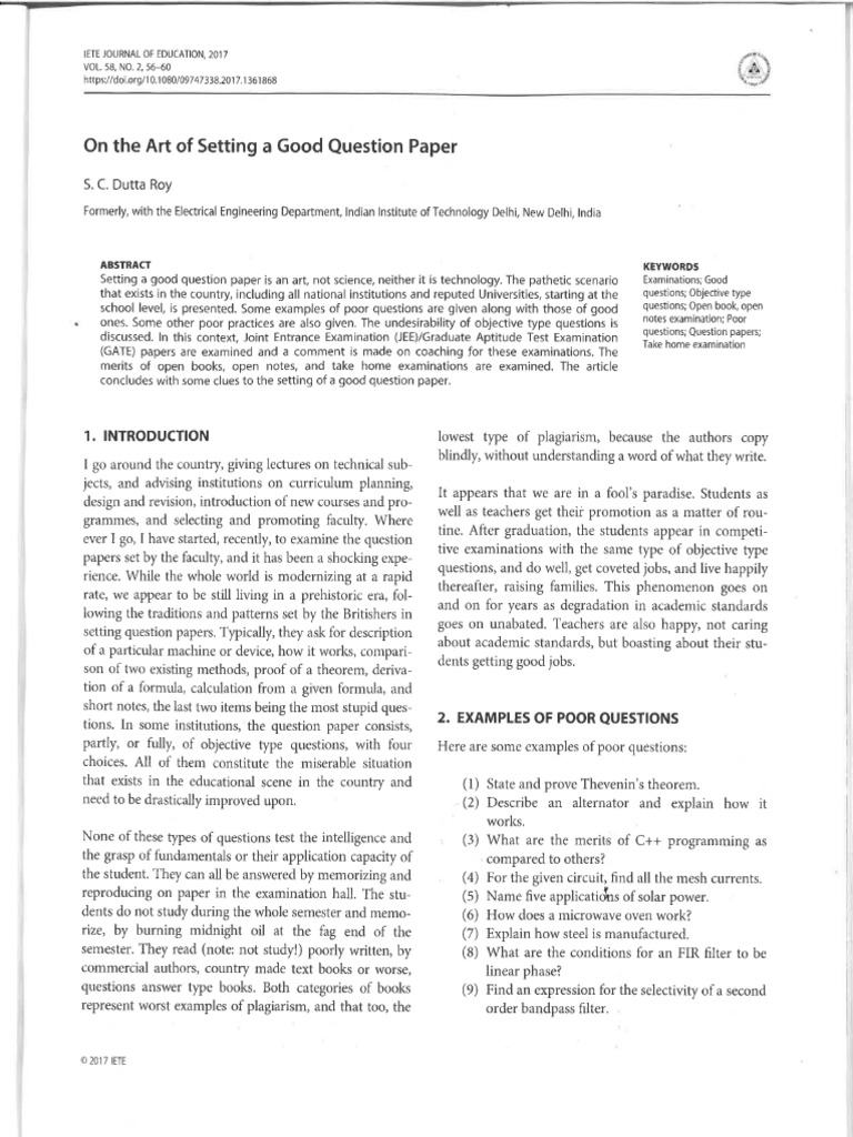 Setting A Good Question Paper | PDF