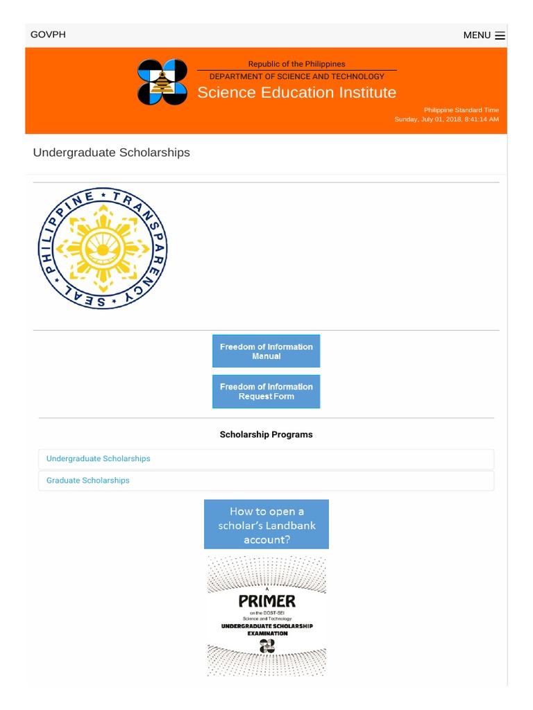 Science Education Institute: Undergraduate Scholarships | PDF | Science ...