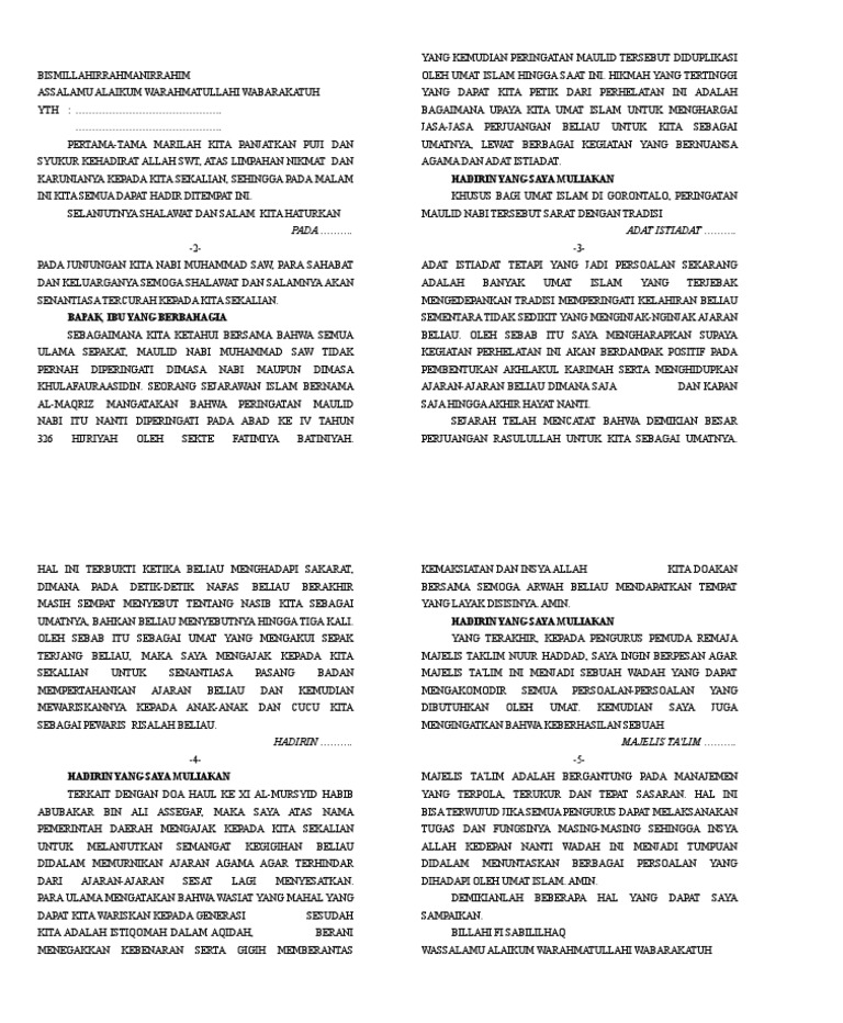 Contoh Sambutan DOA HAUL | PDF