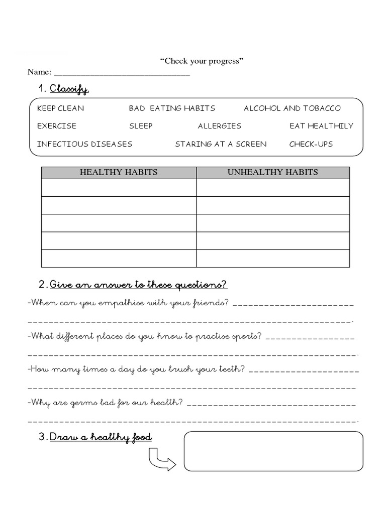 Healthy Habits Worksheet for Kids | PDF | Wellness