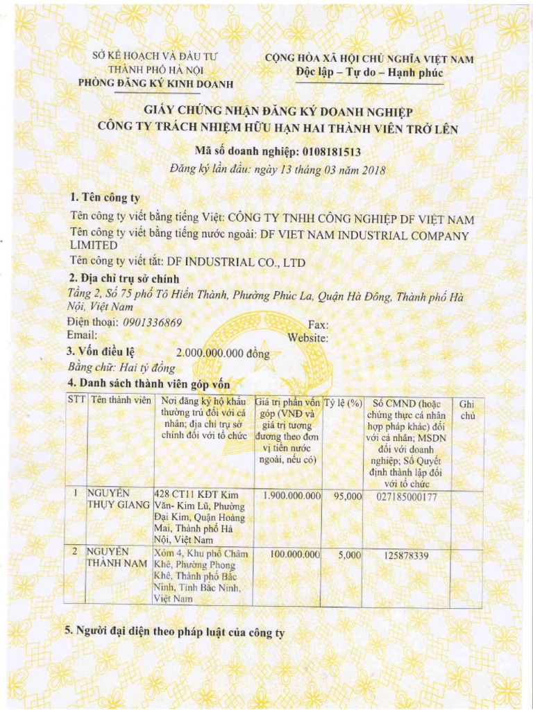 Giay Phep Kinh Doanh | PDF