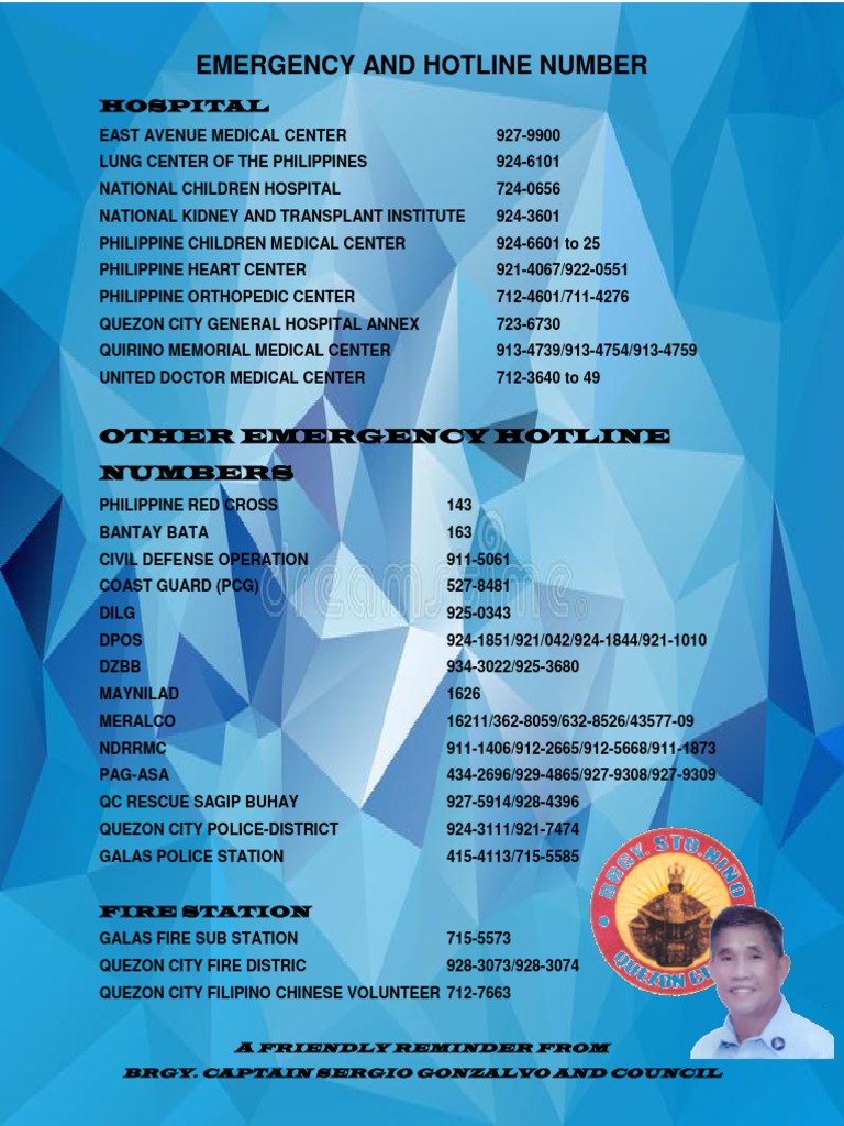 Emergency and Hotline Number | PDF | Metro Manila | Philippines