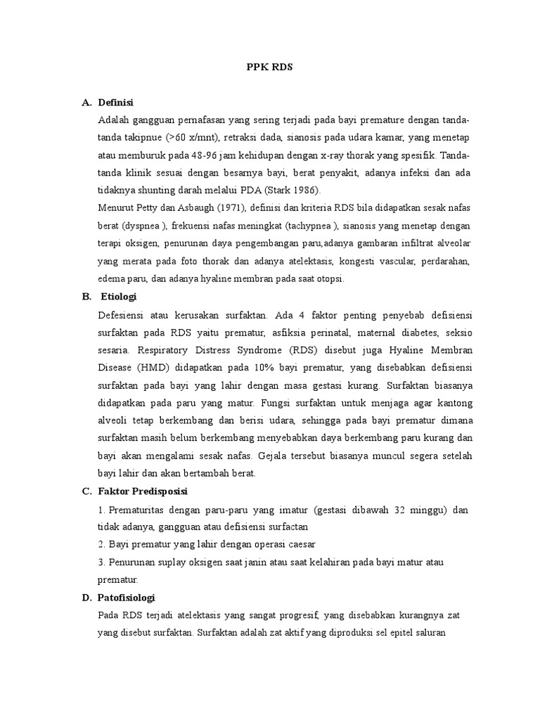 PPK RDS] Definisi, Etiologi, Faktor Risiko, Patofisiologi dan ...