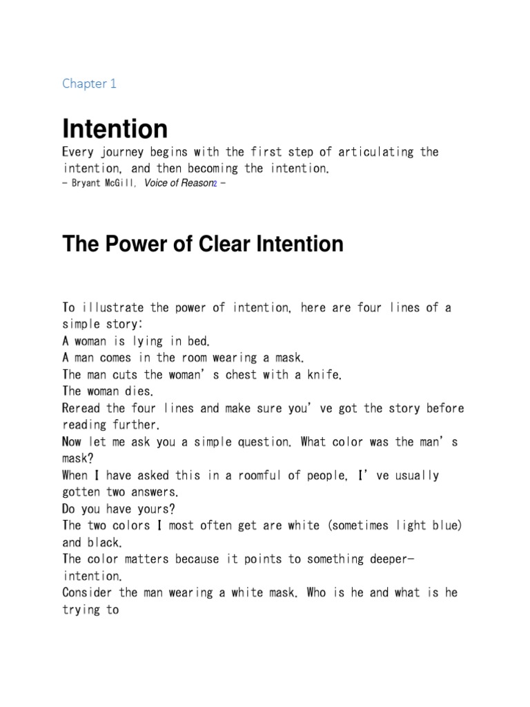 Intention: The Power of Clear Intention | PDF | Wound | Motivation