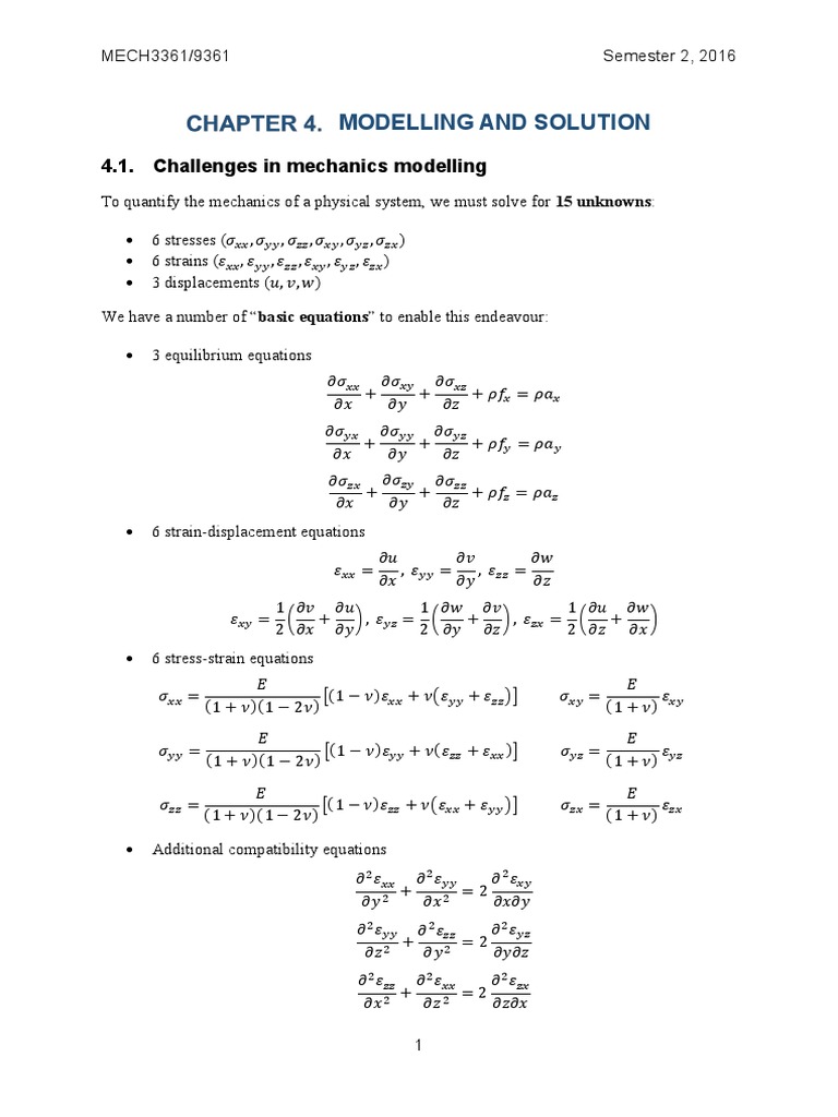 Chapter 4 Modelling Pdf Stress Mechanics Deformation Mechanics