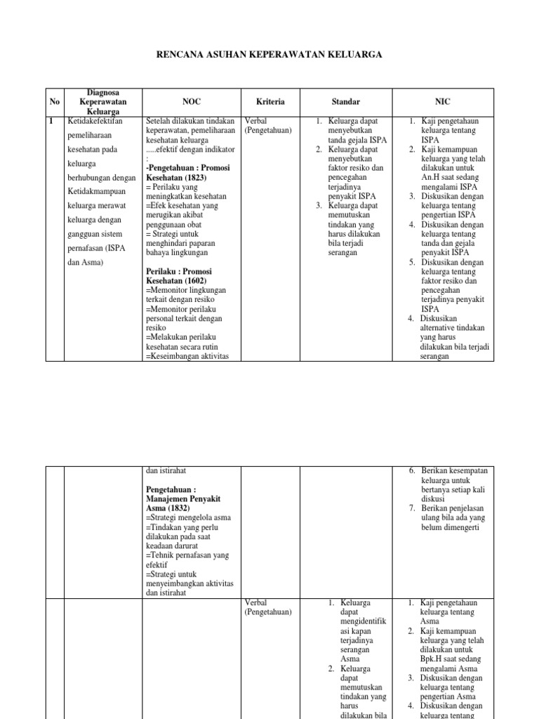 Rencana Asuhan Keperawatan Keluarga | PDF