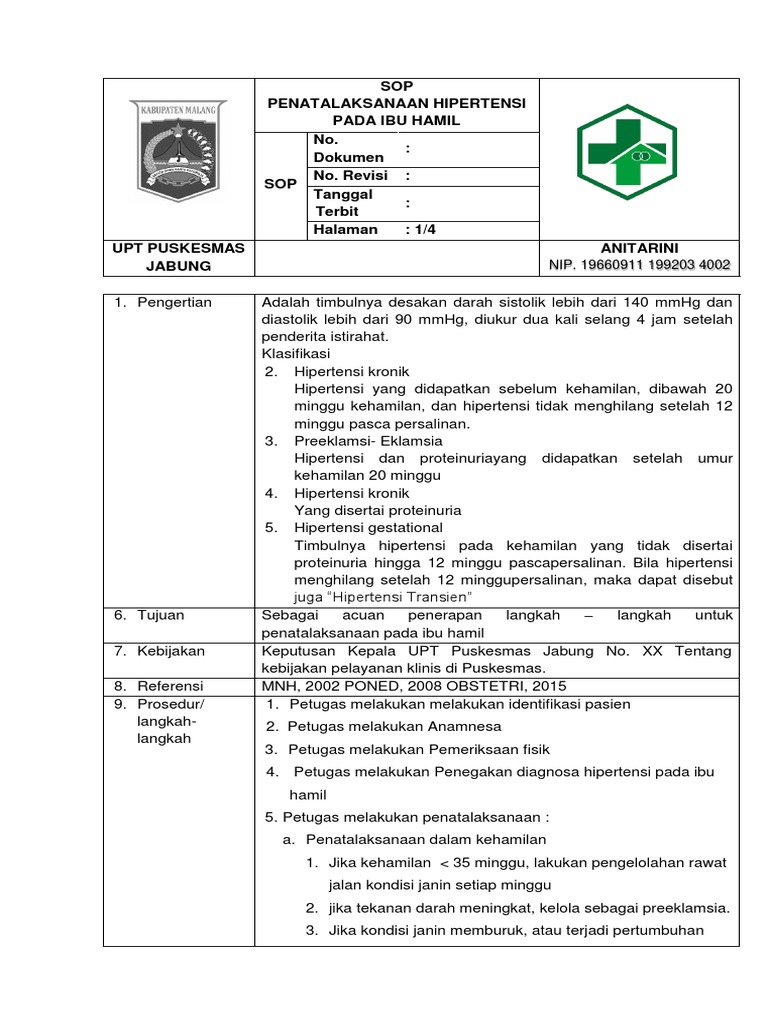 Sop HT Pada Ibu Hamil | PDF