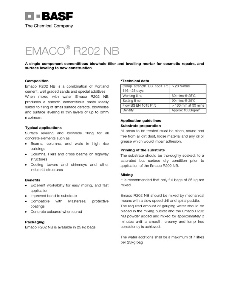 18 - Tds - Emaco r202 NB | PDF | Concrete | Materials