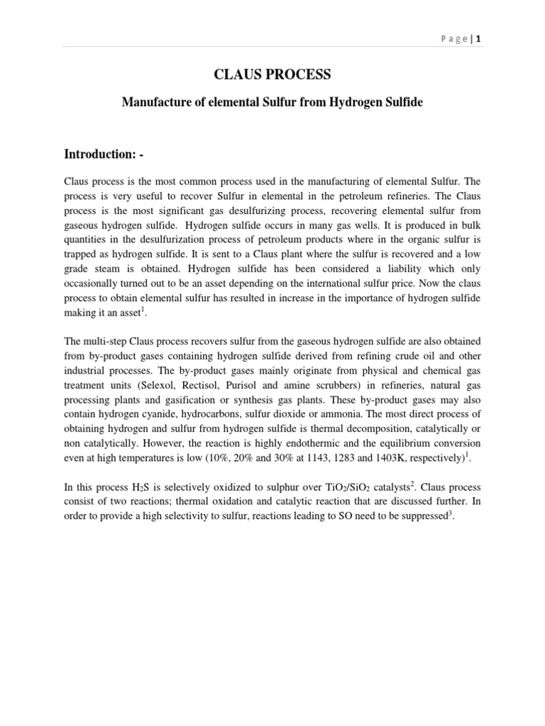 Claus Process | PDF | Process Engineering | Chemistry