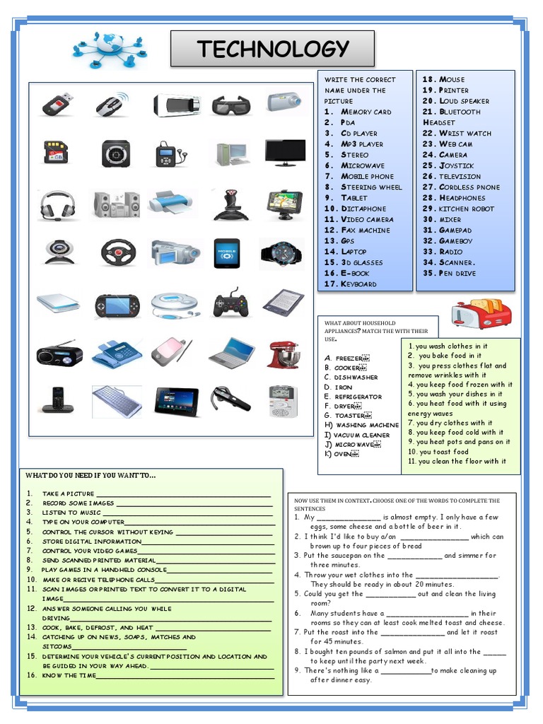 English Worksheet Technology | PDF | Camera | Digital Camera