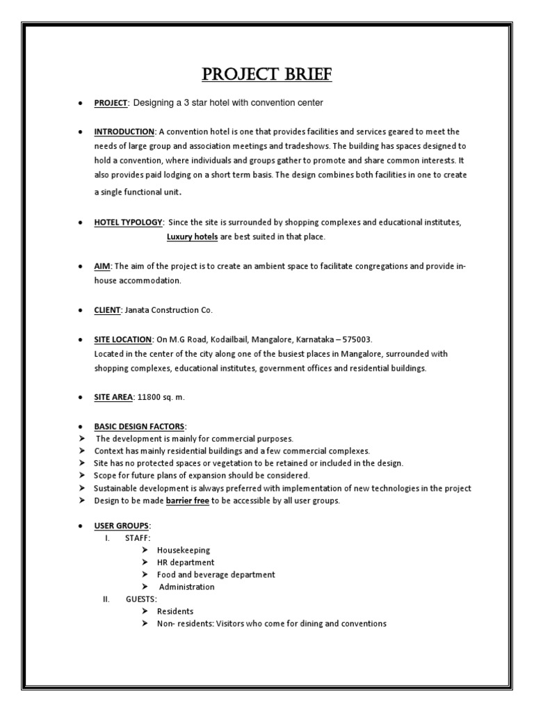 Project Brief Grand Final | PDF | Hotel | Kitchen