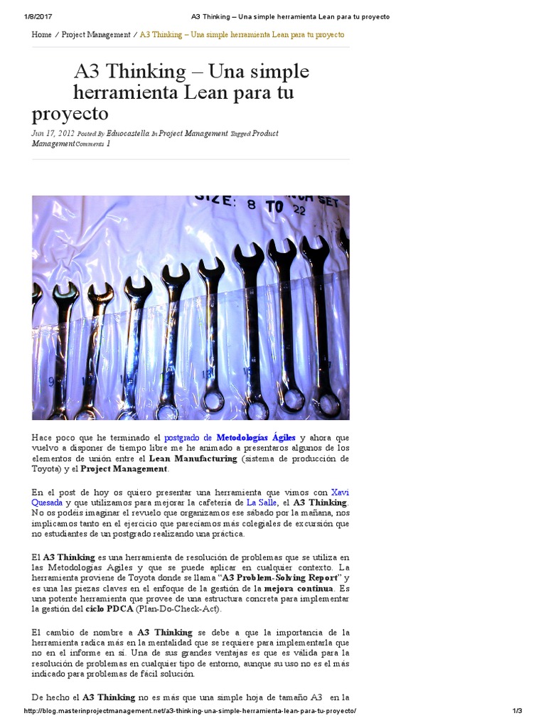 A3 Thinking - Una Simple Herramienta Lean para Tu Proyecto | PDF ...