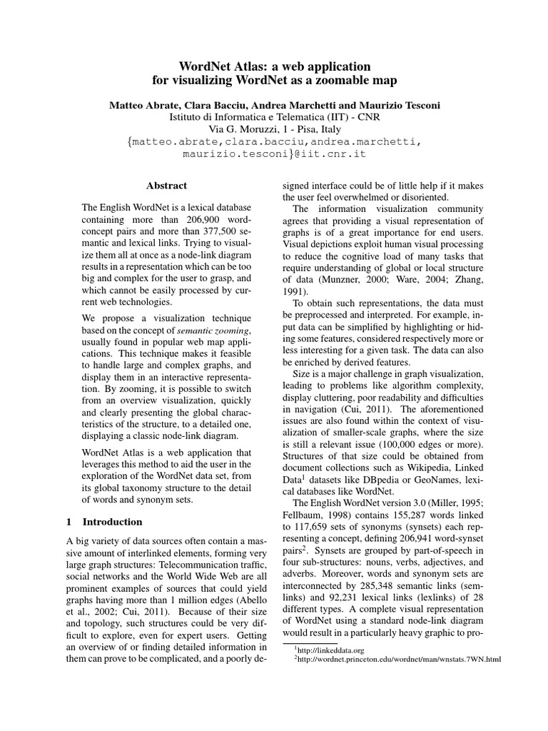 Abrate - WordNet Atlas A Web Application For VisualizingWordNet As A ...