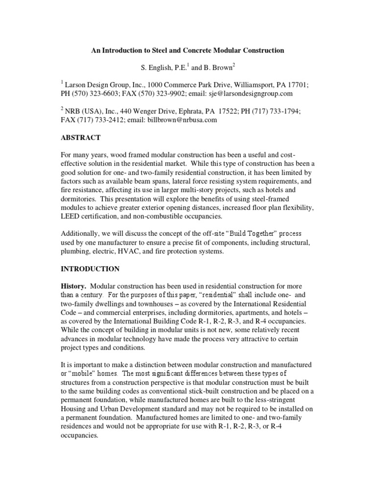An Introduction To Steel and Concrete Modular Construction 20130129 ...