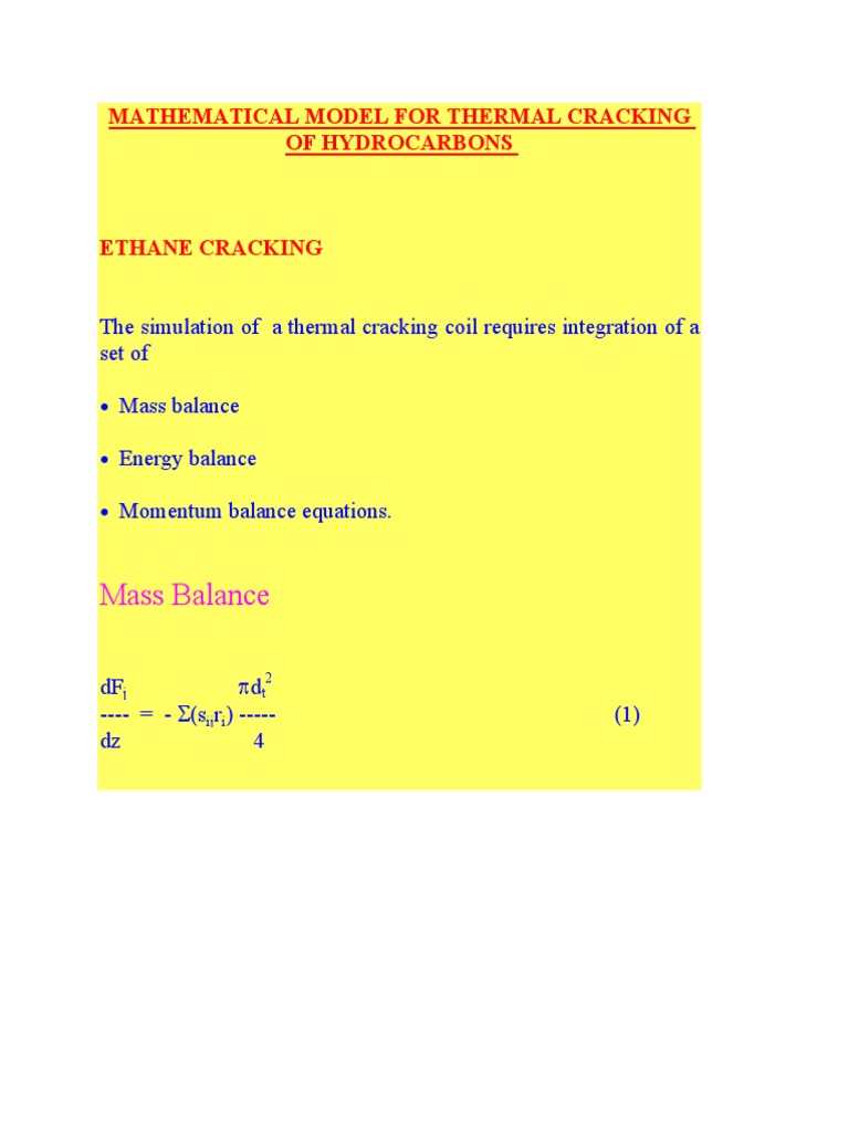 Ethane Thermal Cracking Model Analysis | PDF | Cracking (Chemistry ...