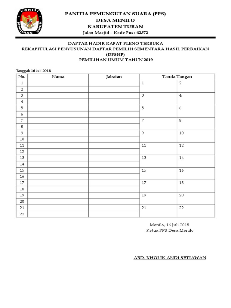 Absen Rapat Pps-1 | PDF