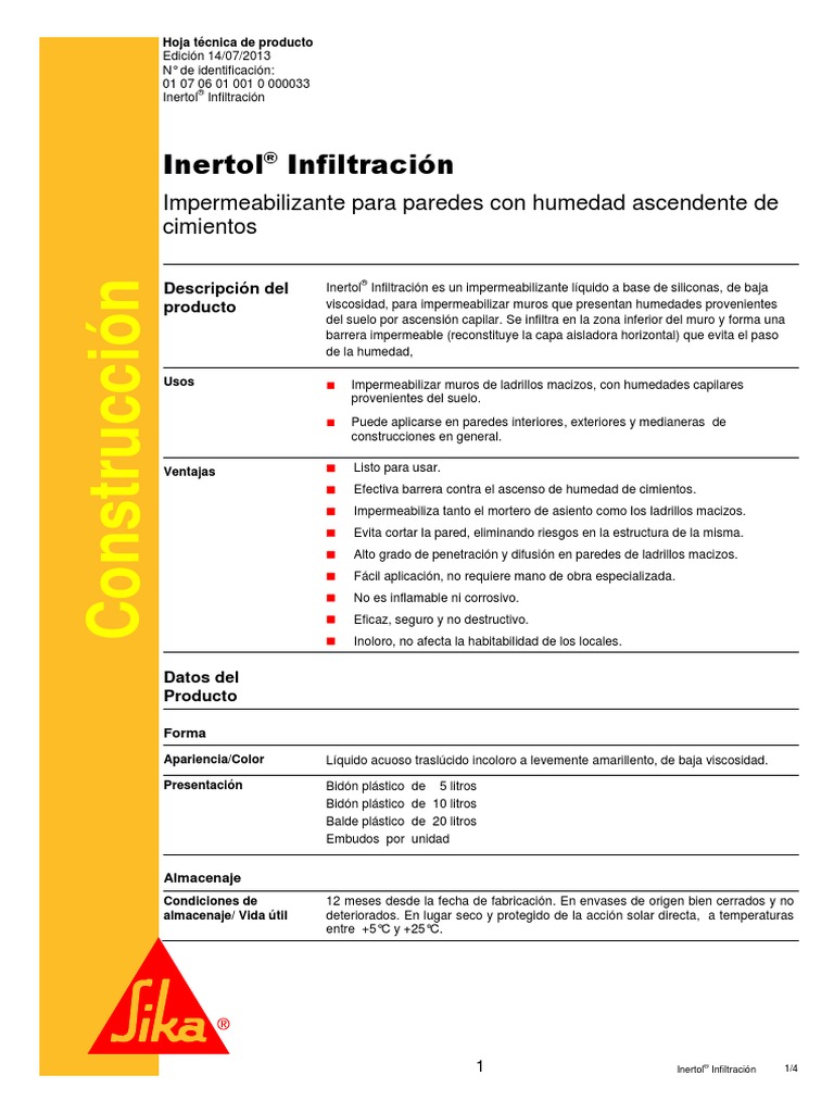 Inertol Infiltración PDF | PDF | Ladrillo | Agua