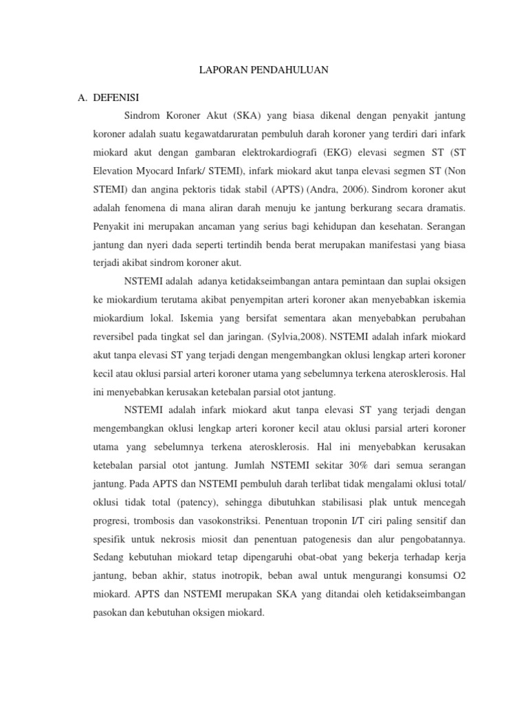 LAPORAN PENDAHULUAN Nstemi | PDF