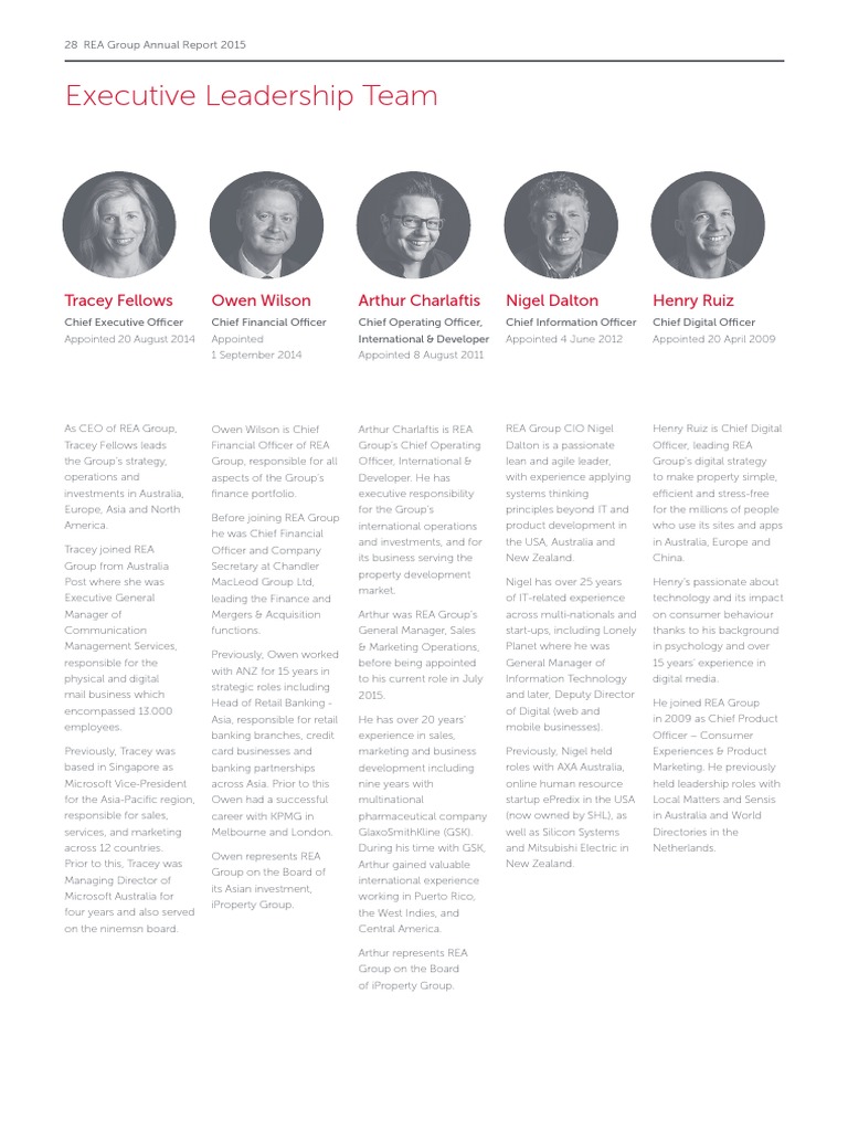 REA Group 2015 Executive Team Overview | PDF | Chief Information ...