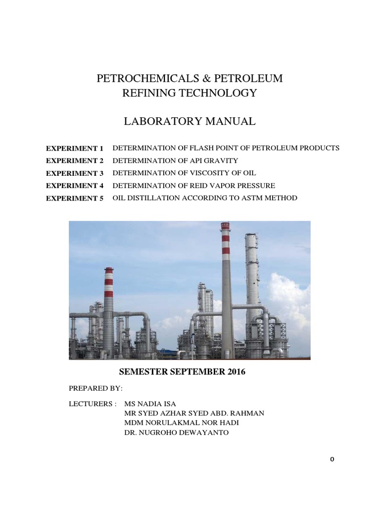 Petroleum Lab Manual for Students | PDF | Distillation | Viscosity