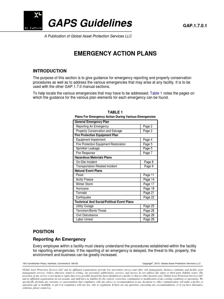 GAPS Guidelines: Emergency Action Plans | PDF | Fire Sprinkler System ...