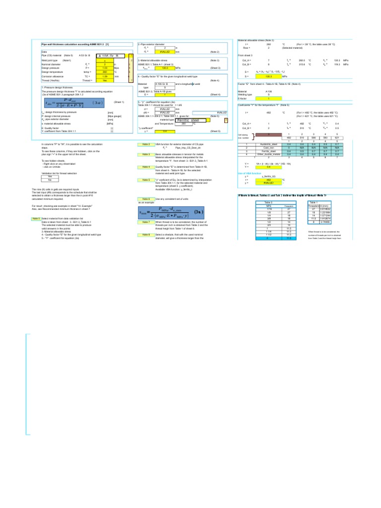 ASME B31.3 Pipe Thickness Calculation | PDF | Pipe (Fluid Conveyance ...