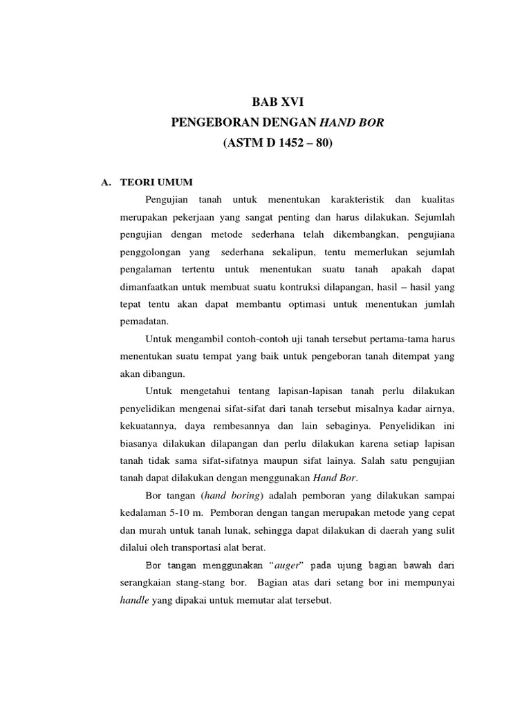 Pengujian Tanah dengan Hand Bor | PDF | Sains & Matematika
