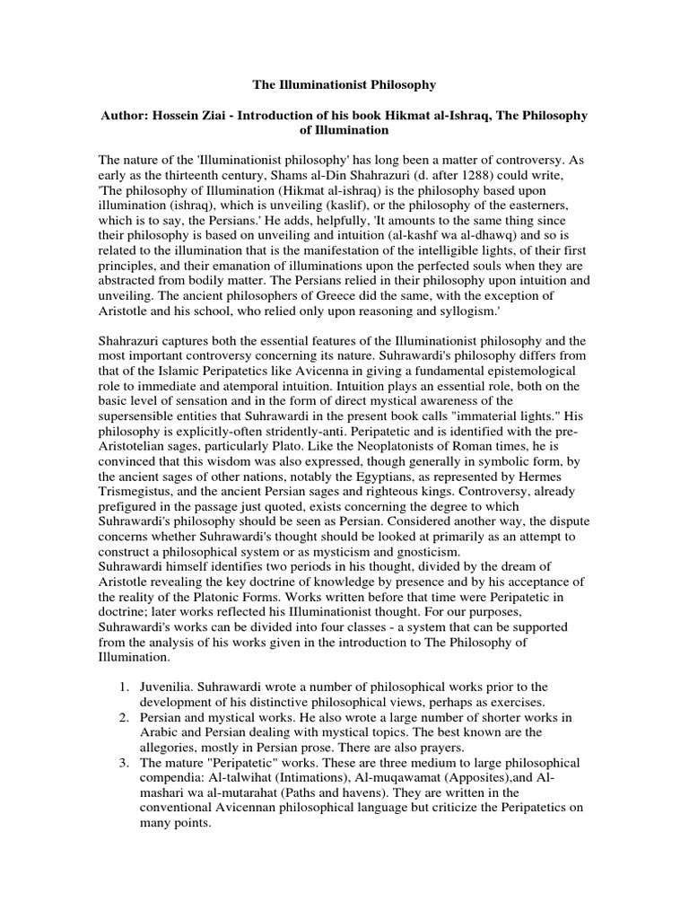 Suhrawardi's Illuminationist Philosophy | PDF | Philosophical Theories ...