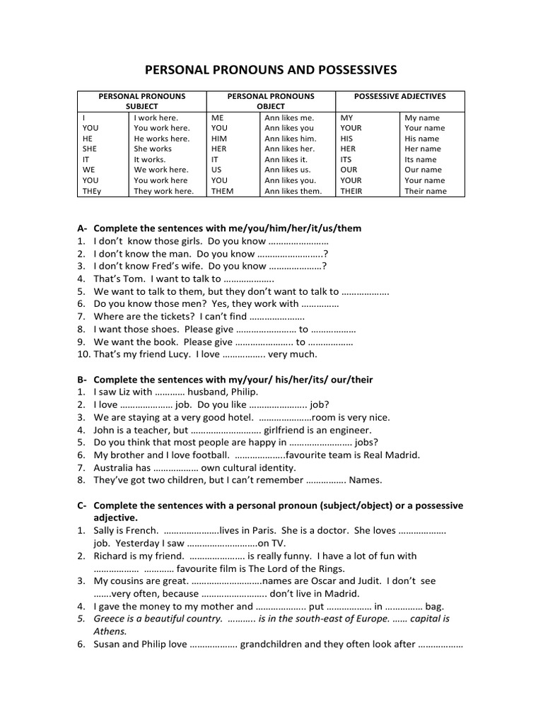 Pronouns and Possessives | PDF | Pronoun | Syntactic Relationships