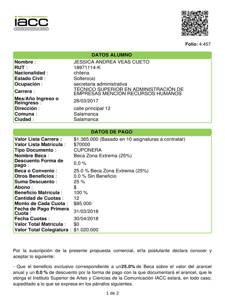 Propuesta Arancel - 4457 - Técnico Superior en Administración de ...