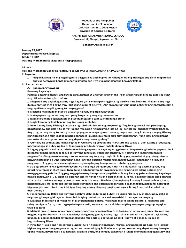 ESP 9 - LP - December 2, 2016 | PDF