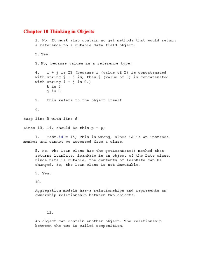 Chapter 10 Thinking in Objects | PDF | Class (Computer Programming ...