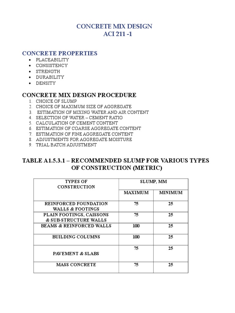 Concrete Mix Design | PDF | Construction Aggregate | Concrete