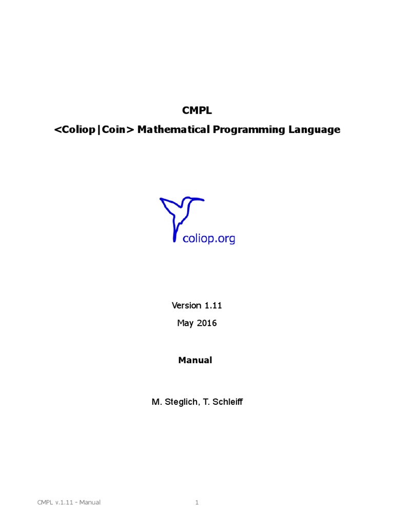 CMPL Language Manual Overview | PDF | Array Data Structure | Control Flow