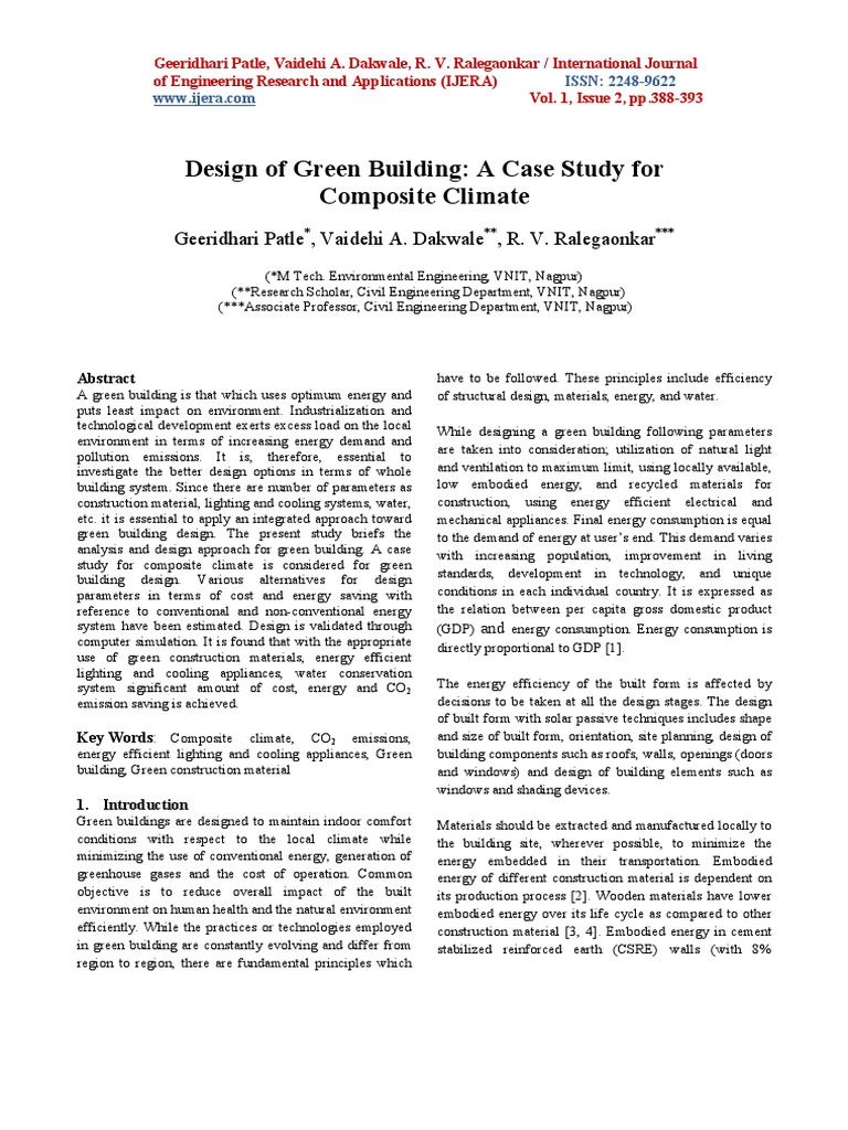 Design of Green Building: A Case Study For Composite Climate | PDF ...