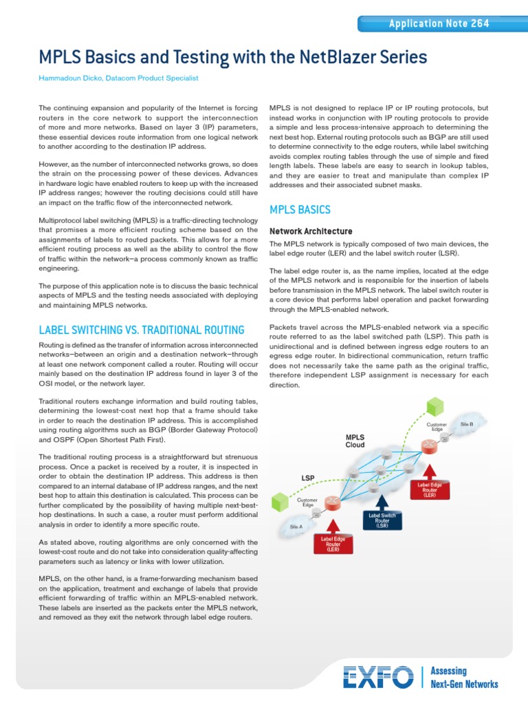 Exfo Anote264 Netblazer Mpls Basics Testing en | PDF | Multiprotocol ...