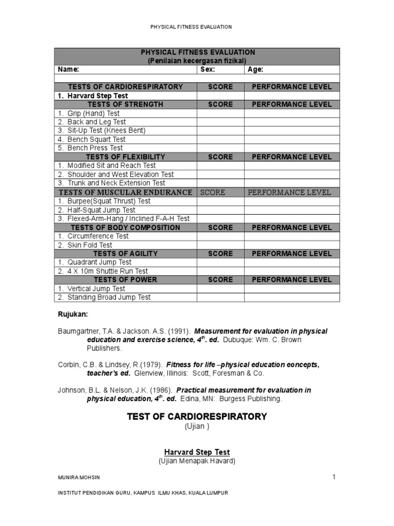 Physical Fitness Evaluation | PDF | Physical Exercise | Sports