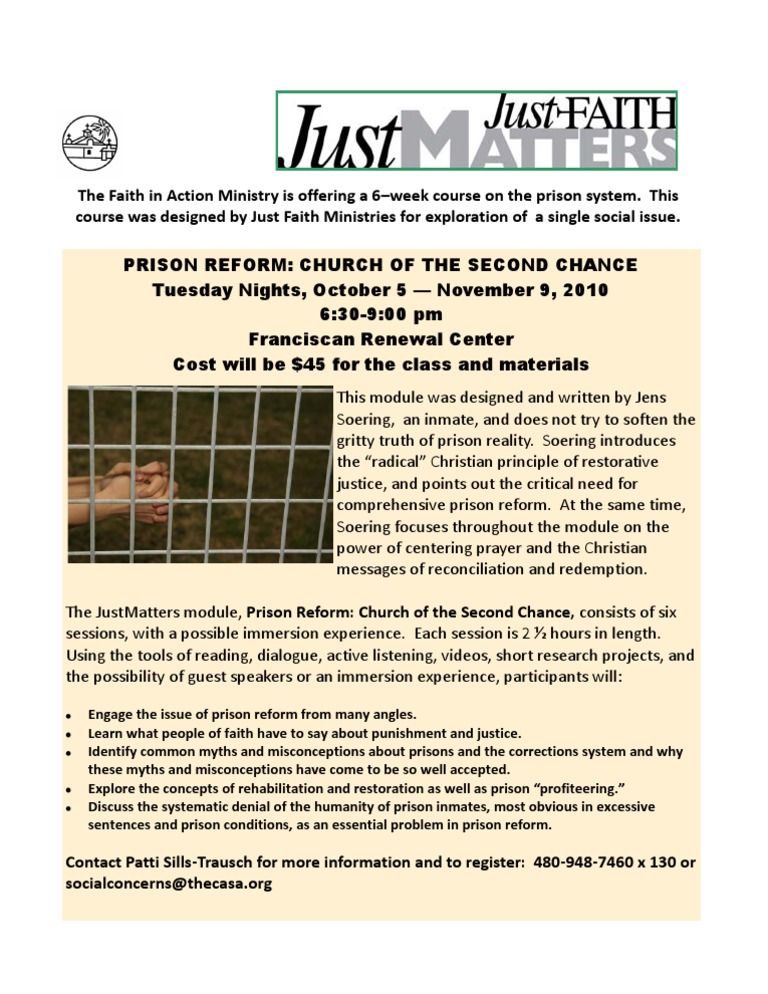 Just Faith - Prison Reform Class Flyer | PDF