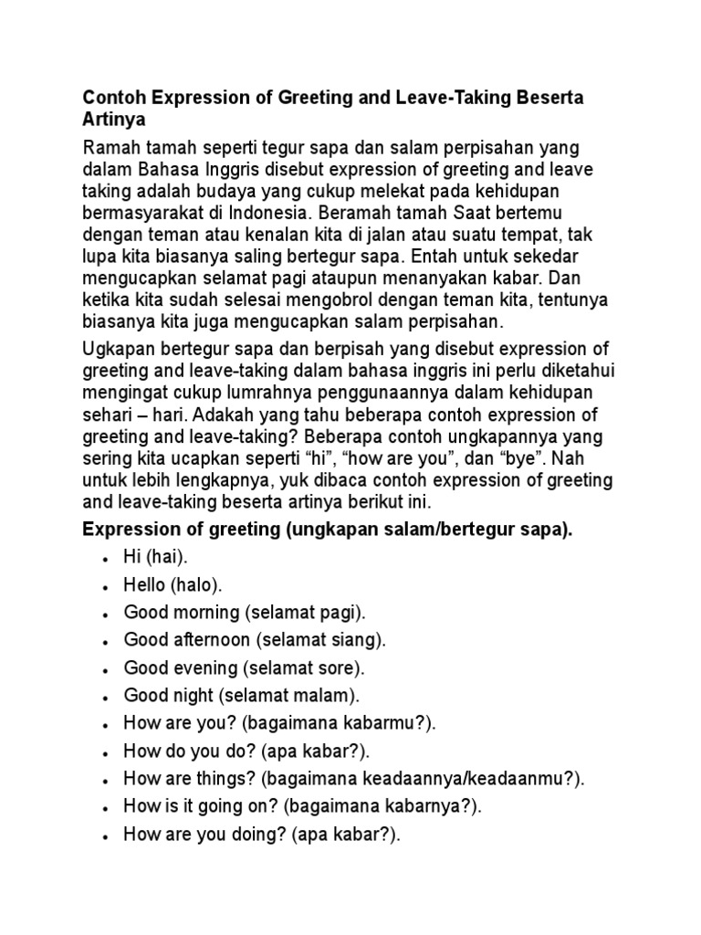 Contoh Expression of Greeting and Leave | PDF