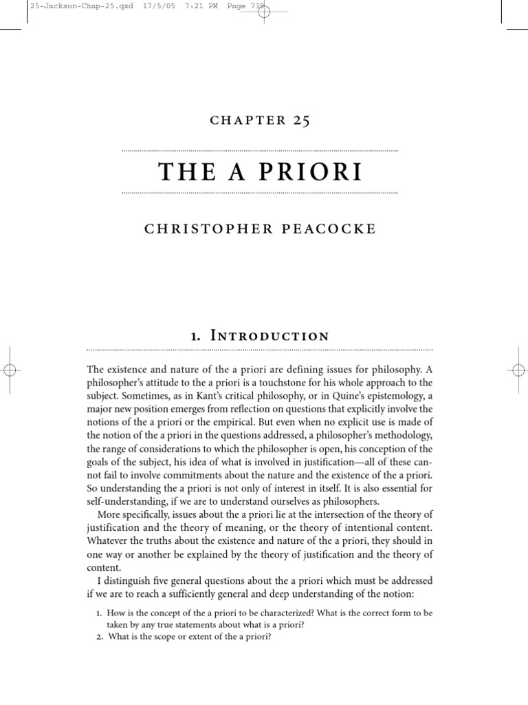 Understanding the A Priori in Philosophy | PDF | A Priori And A ...