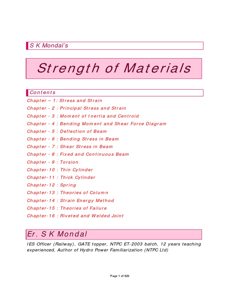 Strength of Materials by SK Mondal | PDF | Stress (Mechanics ...