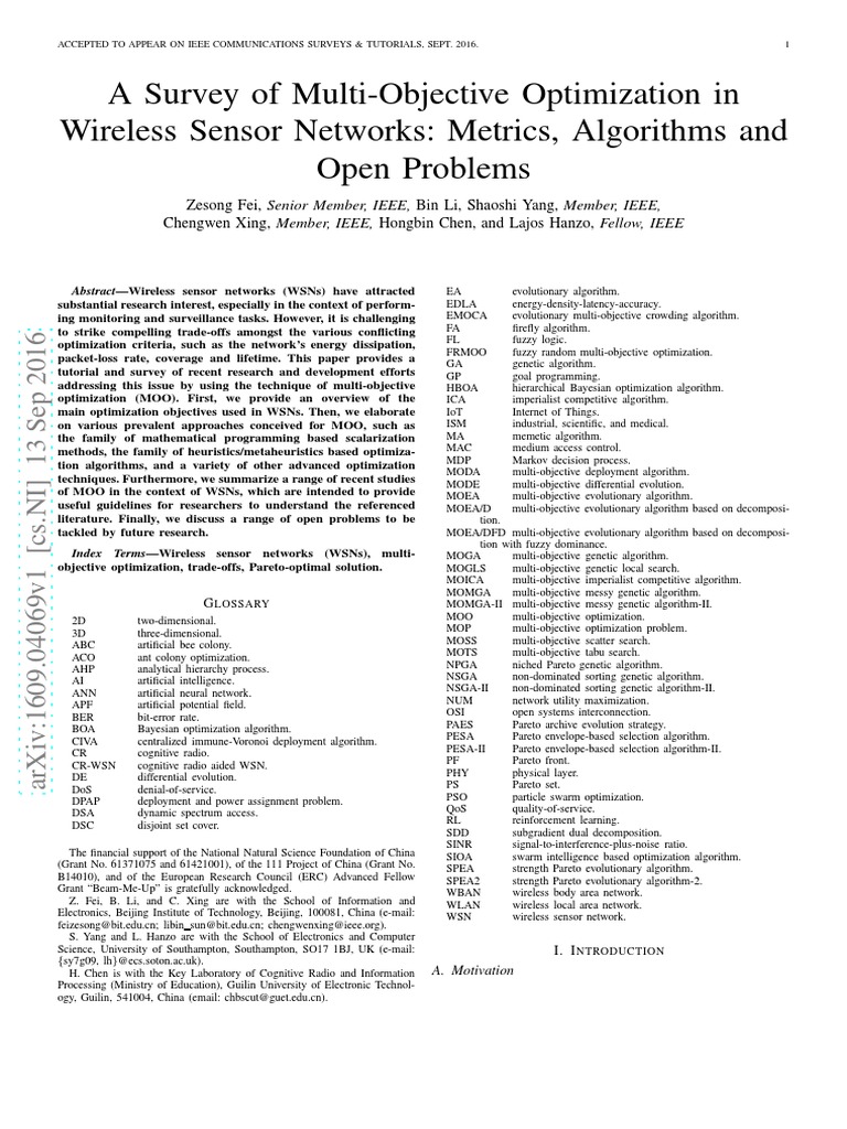 2016fei Surveymulti Objective Optimizationwsn Metricsalgorithms Openproblems Ieee 