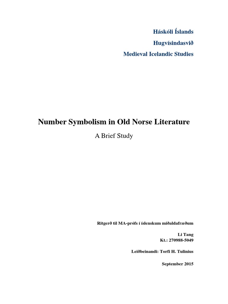 Number Symbolism in Old Norse Literature PDF | PDF | Saga | Pythagoras