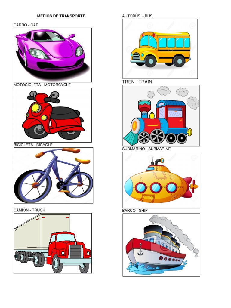 Medios de Transporte en Inglés y Español | PDF