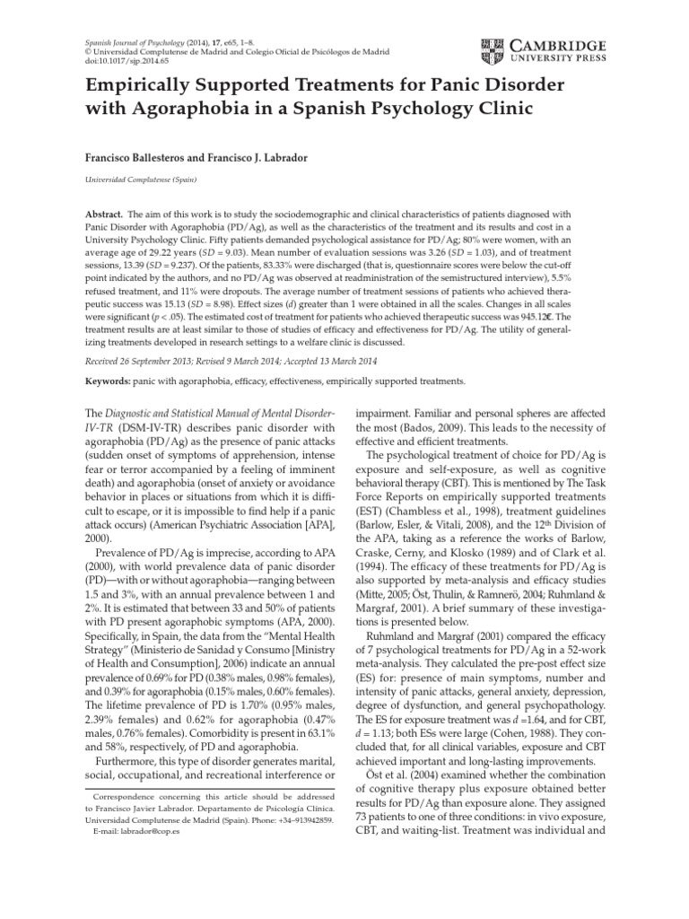 Panic Disorder & Agoraphobia PDF | PDF | Cognitive Behavioral Therapy ...