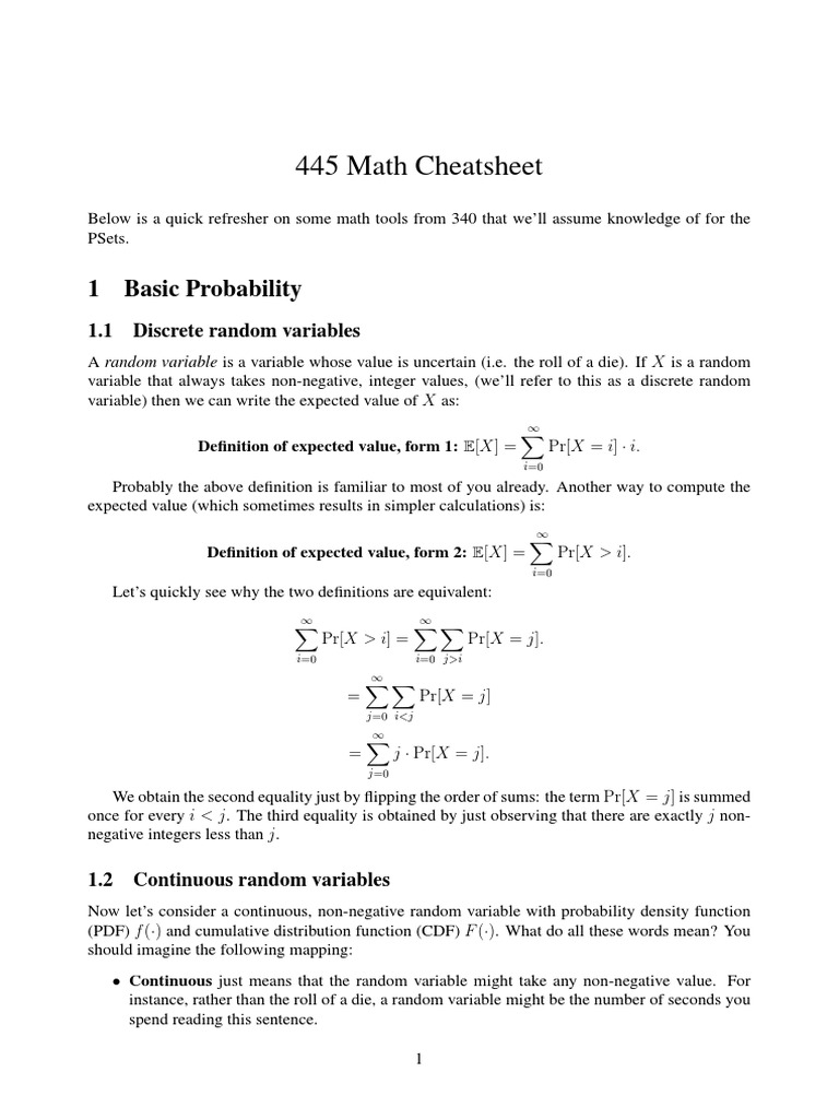 Math Cheat Sheet | PDF | Maxima And Minima | Probability Distribution