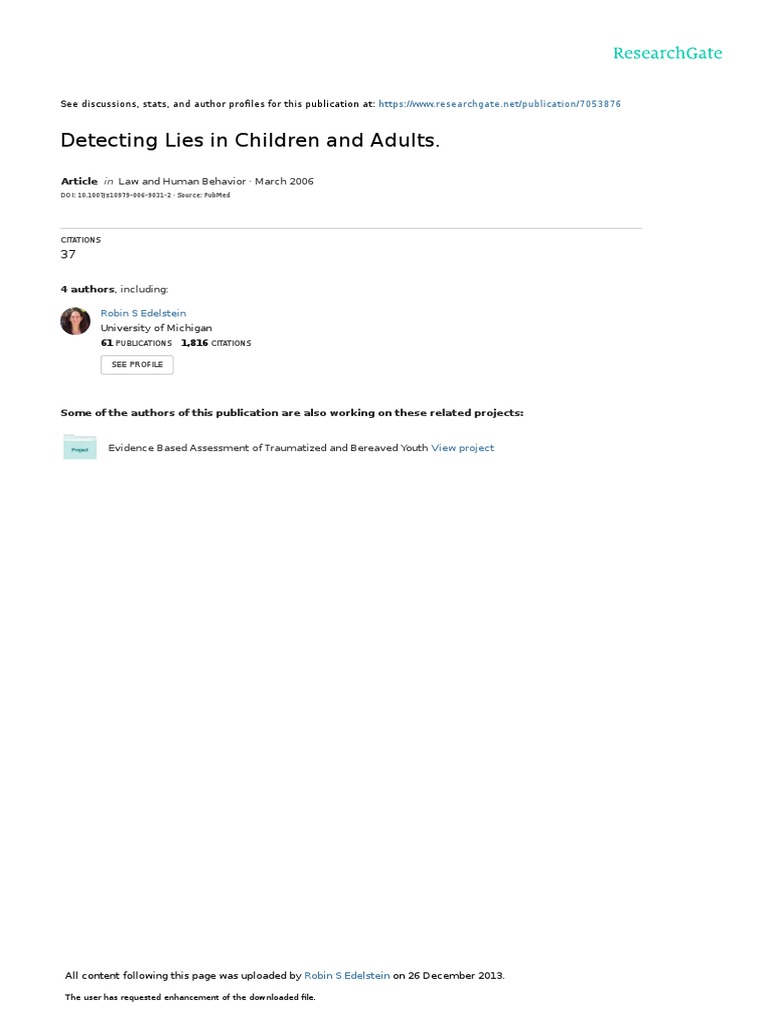 Detecting Lies in Children and Adults | PDF | Deception | Lie